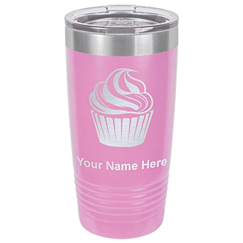 LaserGram 20oz Vacuum Insulated Tumbler Mug, Cup Cake, Personalized Engraving Included (Light Purple)