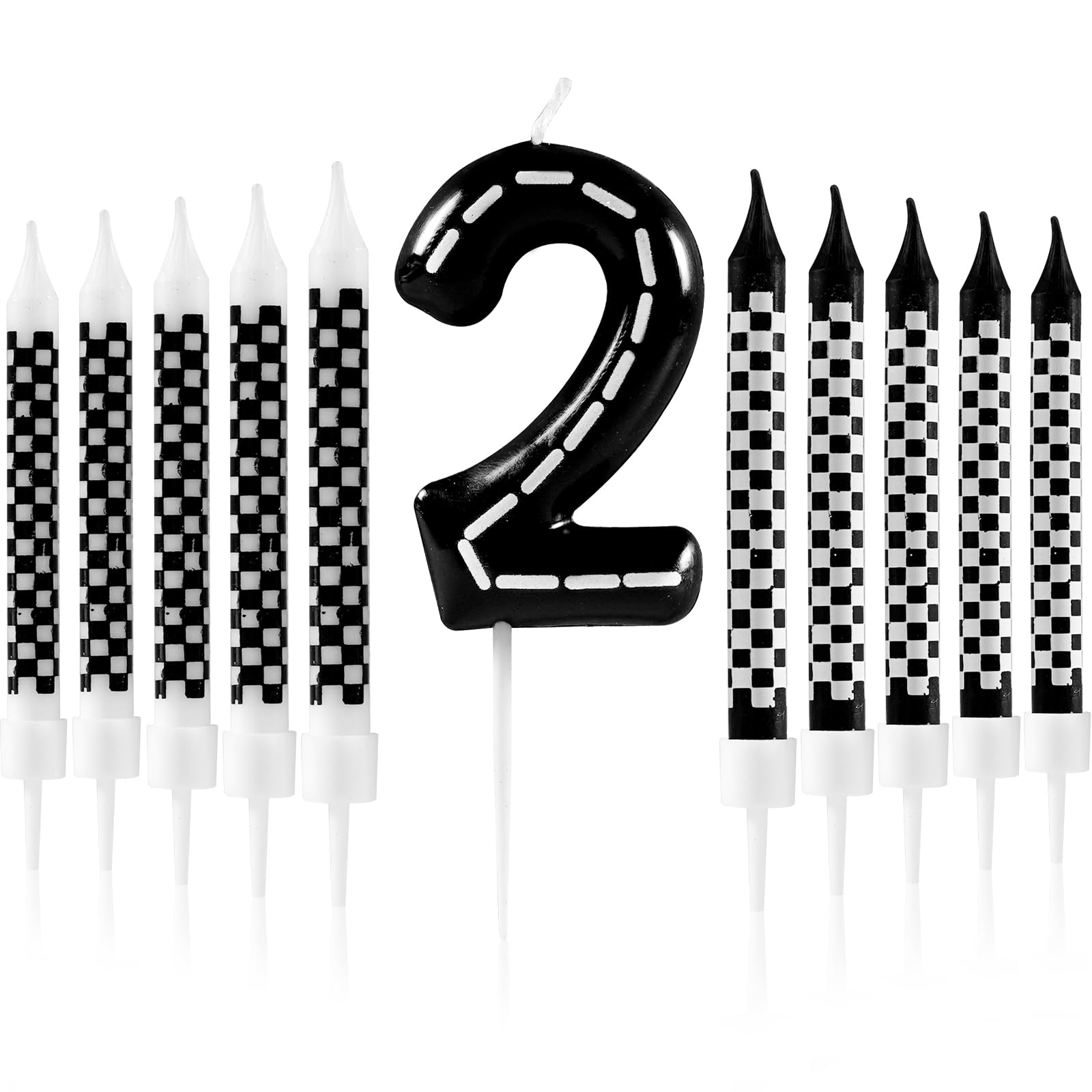 Racing Cars 2nd Birthday Candle, Racing Number 2 Cake Candle Birthday Cake Topper for Racing 2nd Birthday Party Decorations