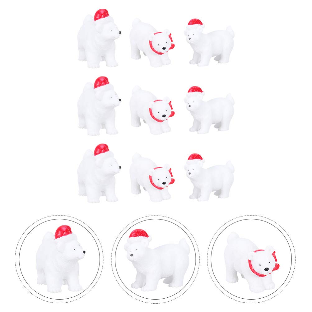 LIOOBO 9pcs Christmas Bear Ornaments, Christmas Mini Ornaments Micro Landscape Ornament for Christmas Party Decorations