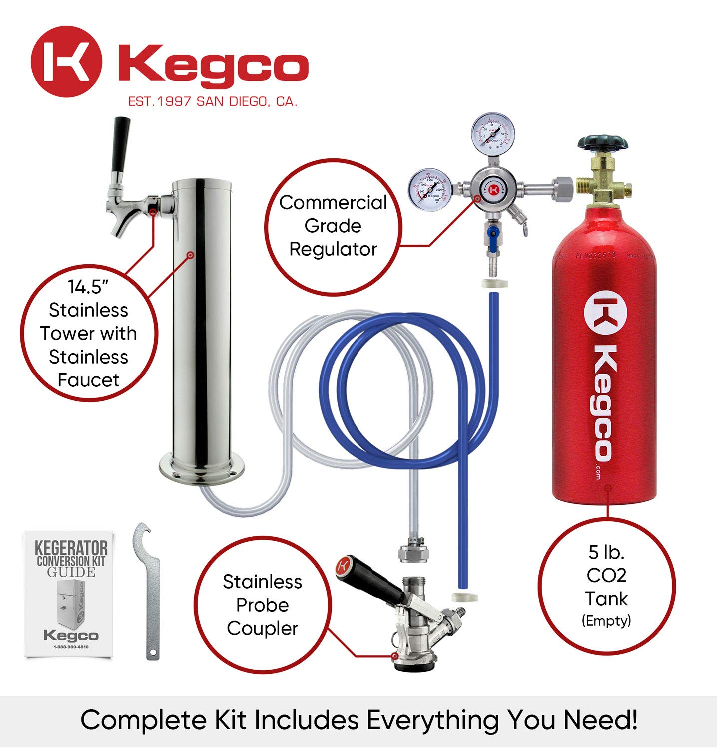 Kegco Kegerator, Single Tap, Stainless Steel