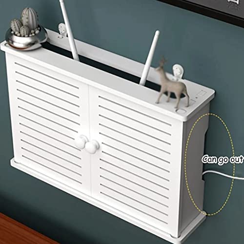 OWLEEN Wireless WiFi Router Storage Boxes Wooden Box Cable Wire Bracket Wall Plug Board Storage Shelf L