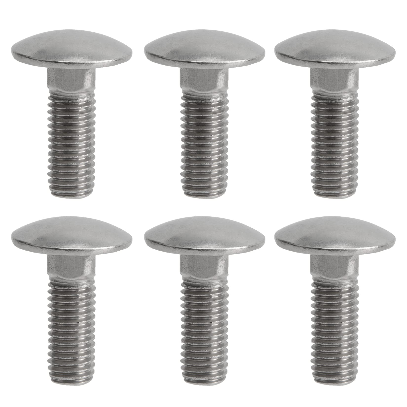 PENCK M12 Carriage Bolts, Thread Length 25mm/1", 304 Stainless Steel Carriage Bolt Screws, Round Head Square Neck Bolt Fasteners, Silver Tone, 6 Pcs