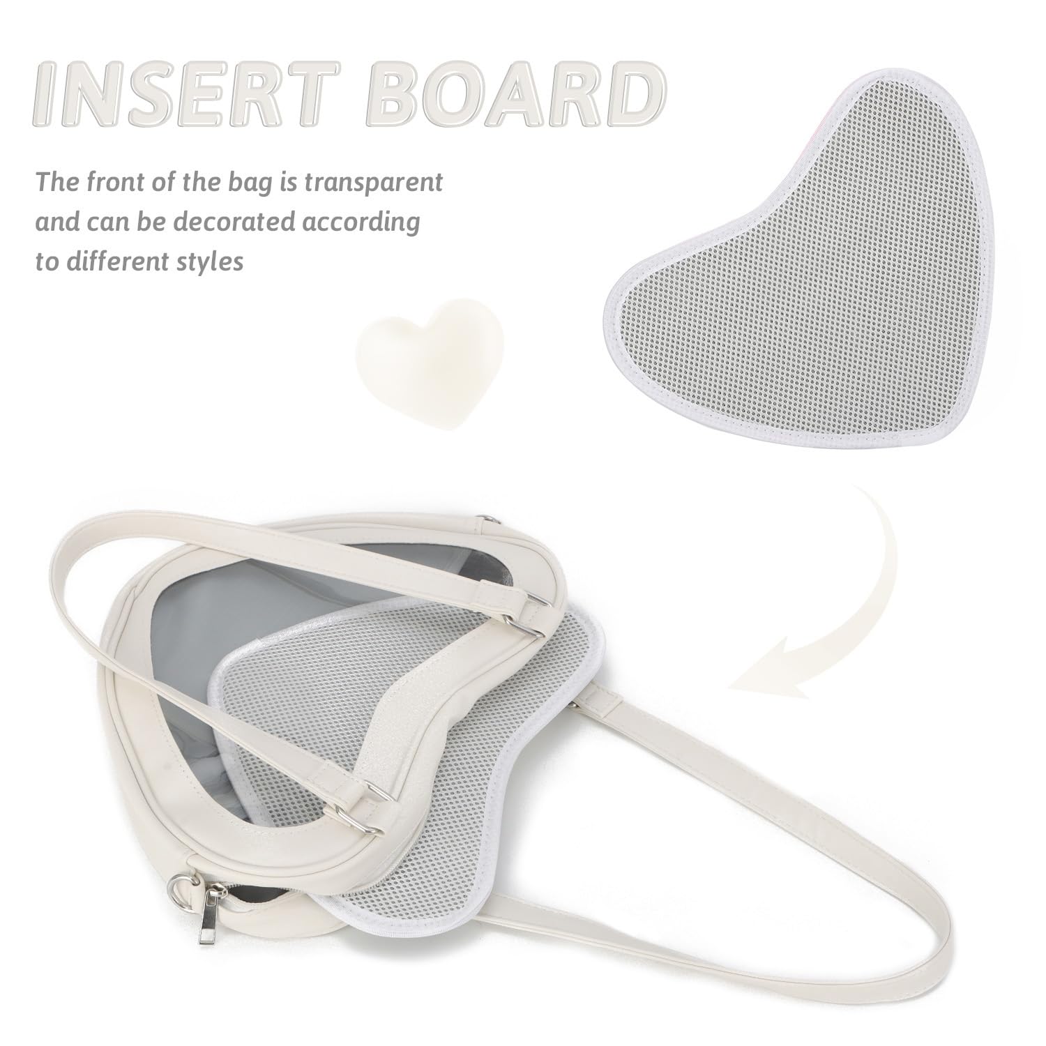 LUI SUI Women Heart Shaped Clear Shoulder Bags Transparent Cute Tote Purse Pin Display Bag