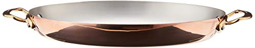 Mauviel M'150 B 1.5mm Polished Copper & Stainless Steel Oval Pan With Brass Handles, 13.8-in, Made in France