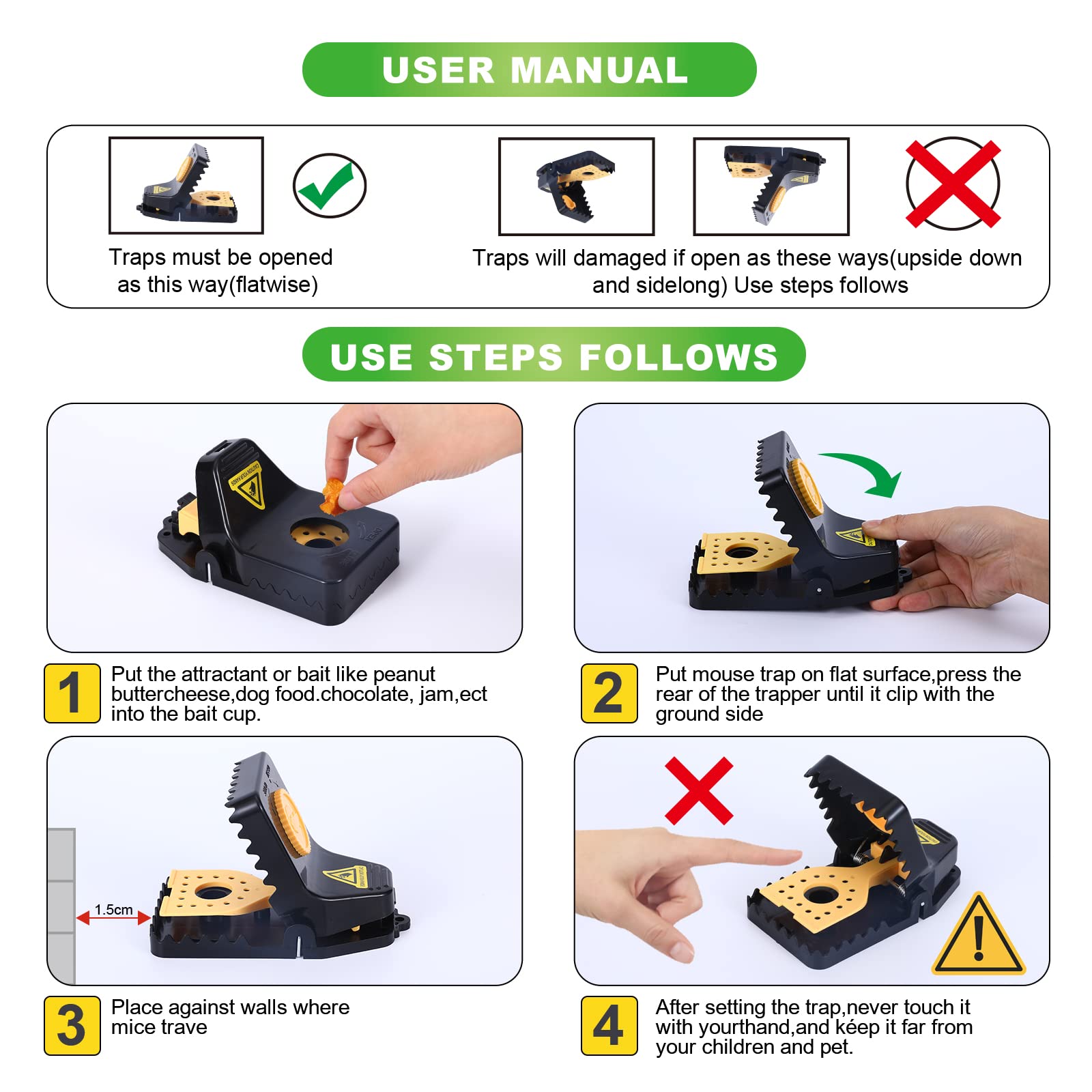 Mouse Traps,Mice Traps for House,Small Rat Traps That Work,Mice Killer Indoor Mouse Snap Traps No See Kill Mousetraps Quick Effective Mouse Catcher for Family and Pet-8 Pack