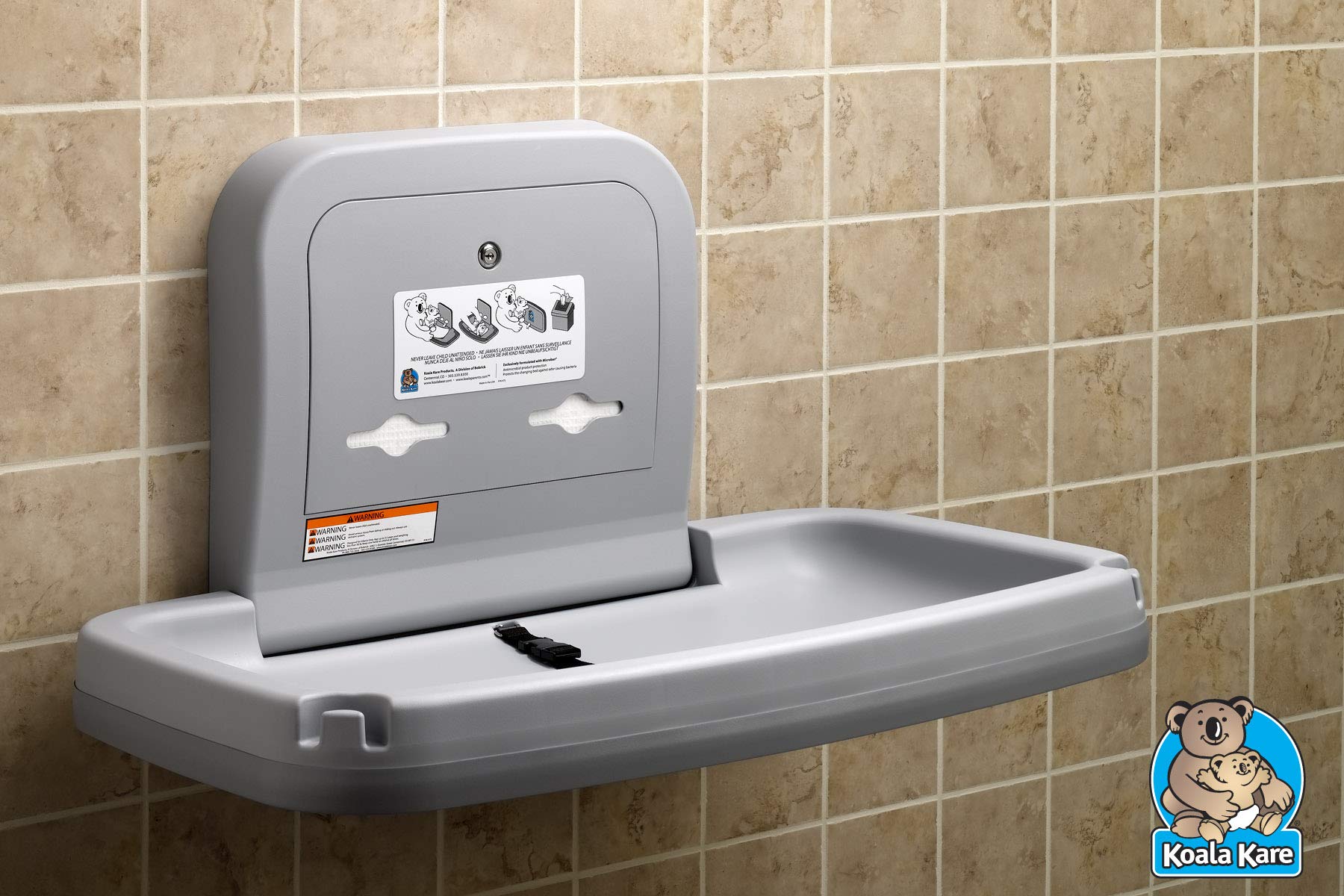 Koala Kara KB200-01SS Grey Baby Changing Station with S/S Veneer