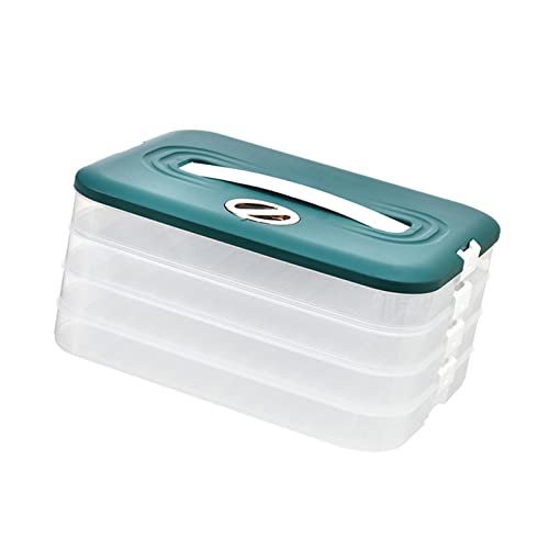 SM SunniMix Large Dumpling Storage Container 4 Layer Food Grade Food Containers Leakproof Stackable for Fish Eggs, Green