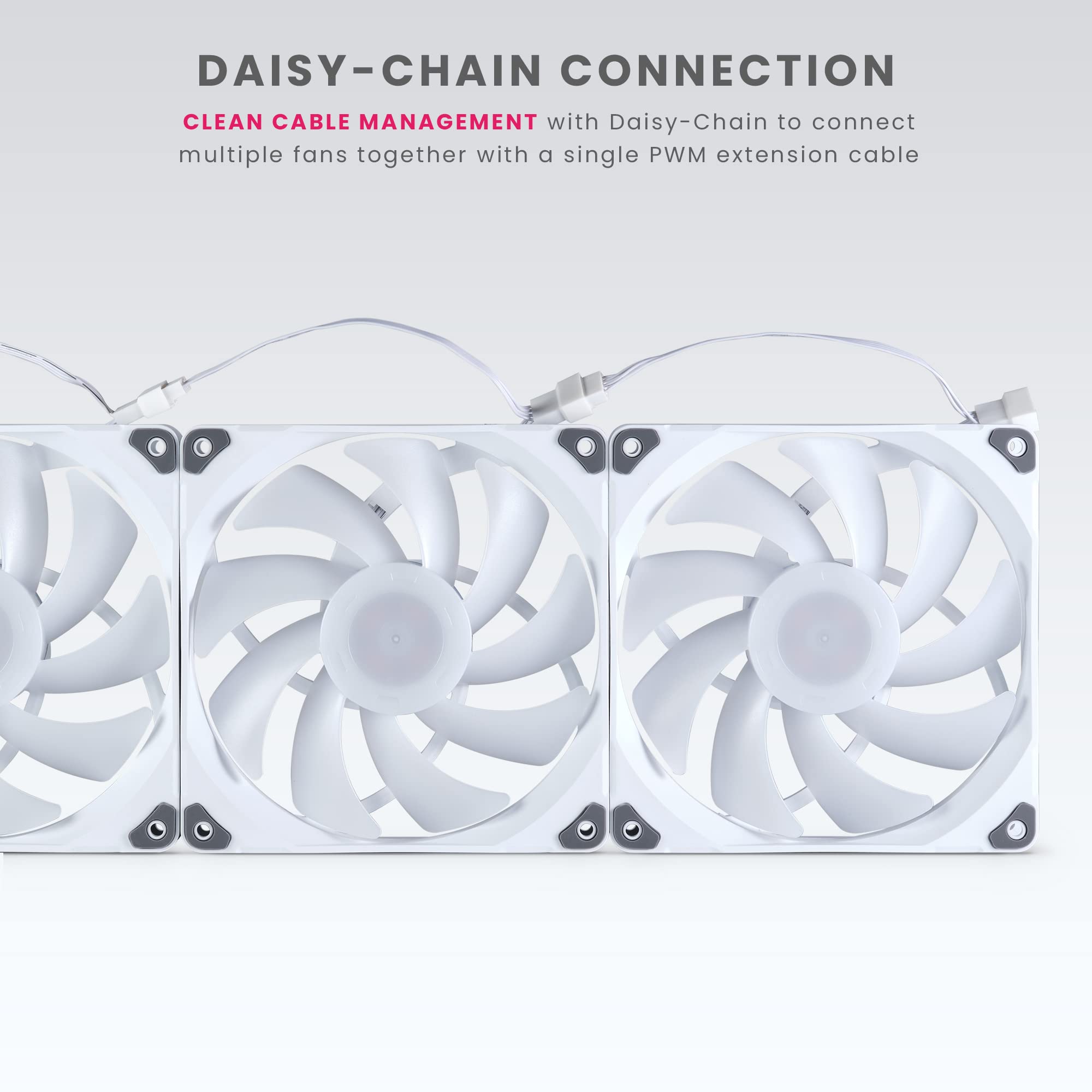 Phanteks M25-140 D-RGB Fan, High-Airflow Radiator Performance, PWM Control up to 1800RPM, ARGB/DRGB Lighting, Daisy-Chain Cable (White Matte Blade/Black Fan Frame (3-Pack))