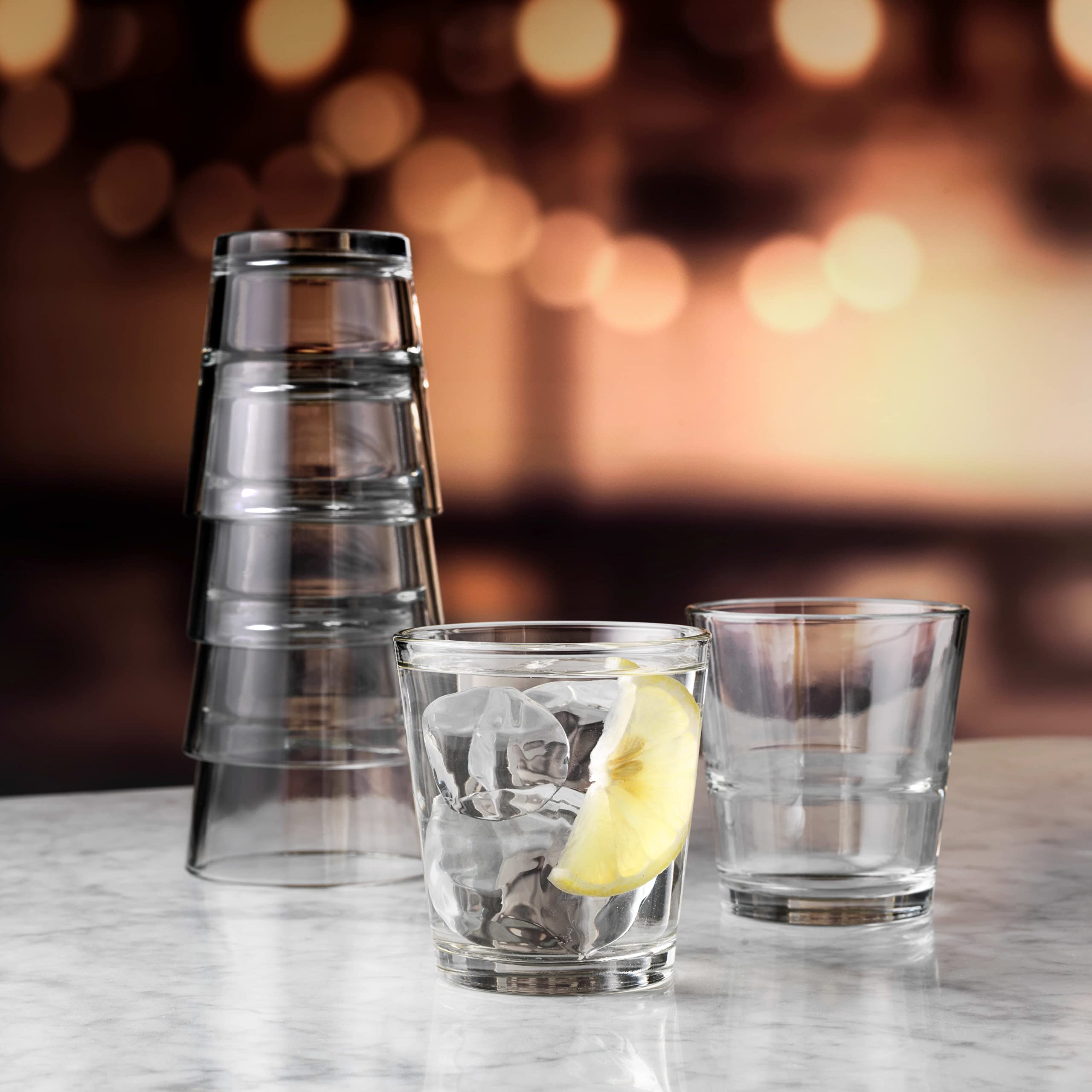 Libbey 15766 Restaurant Basics Stacking Rocks Glasses, 9-ounce, Set of 12
