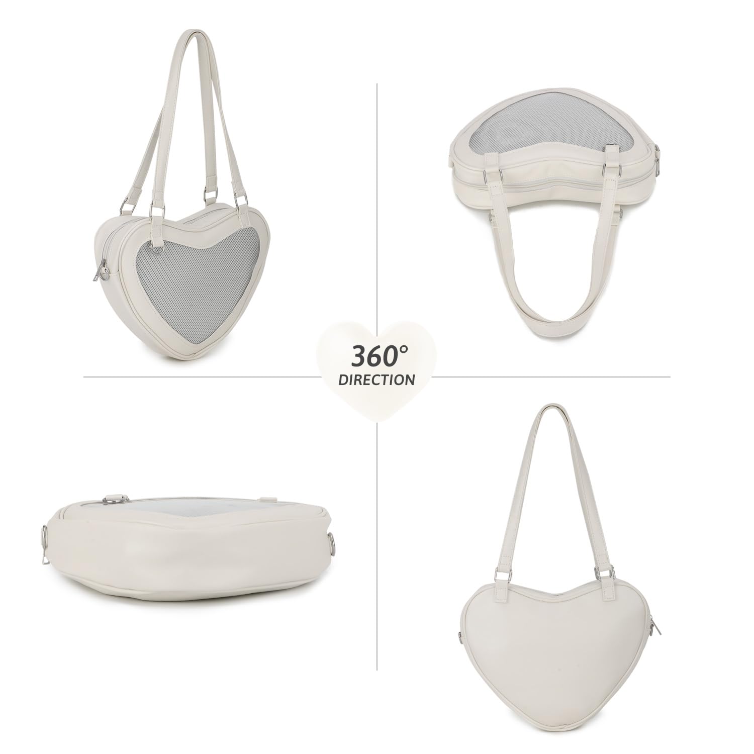 LUI SUI Women Heart Shaped Clear Shoulder Bags Transparent Cute Tote Purse Pin Display Bag