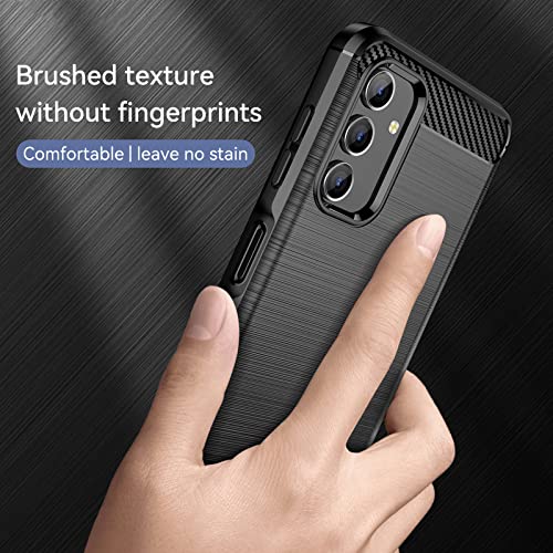 Samsung A13 5G Case,Galaxy A13 Case,with HD Screen Protector,Shock-Absorption Flexible TPU Bumper Cove Soft Rubber Protective Case for Samsung Galaxy A13 5G (Black Brushed TPU)