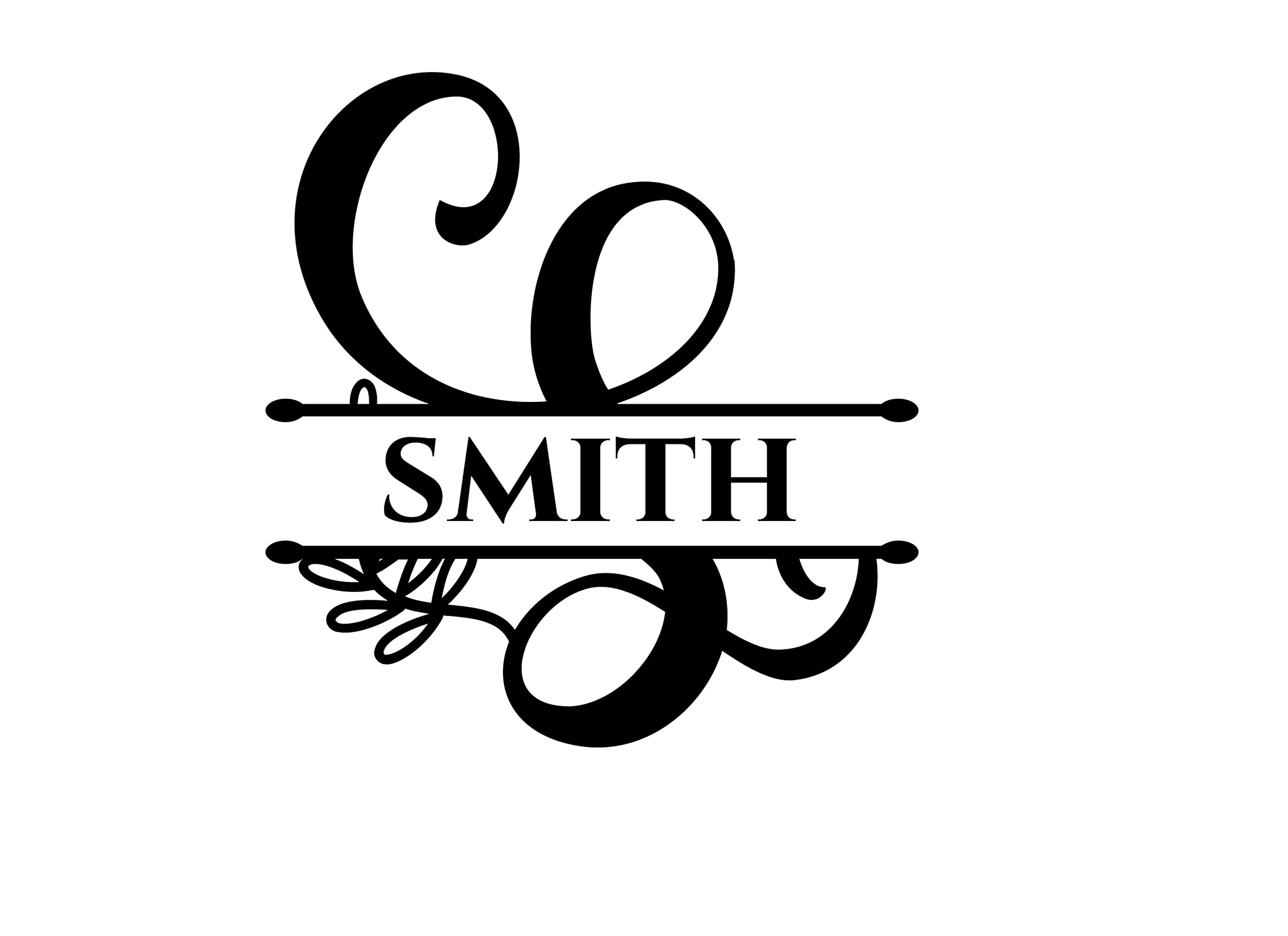 Personalized Vinyl Wall Decal - Monogram Initial with Last Name - Home Decor for Family Room, Nursery, Bedroom, or Wedding Decor - Beautiful Customized Letters - Removable Sticker