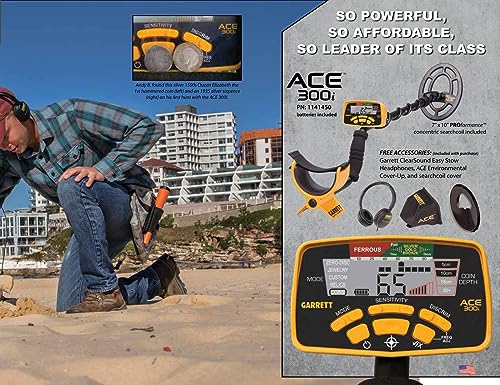 Garrett Ace 300i Metal Detector for Adults and Kids, Made in USA, Waterproof Search Coil