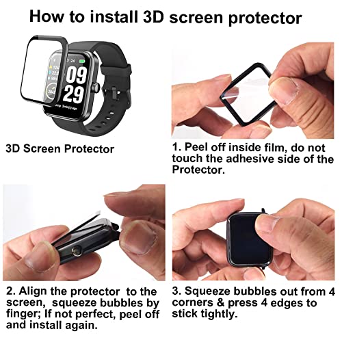 smaate Screen Protector for S2 1.69 inch, Compatible with TOZO S2 smartwatch, 3-Pack, 3D Full Coverage, Curved Edge frame, Anti-shatter, Anti-scratch
