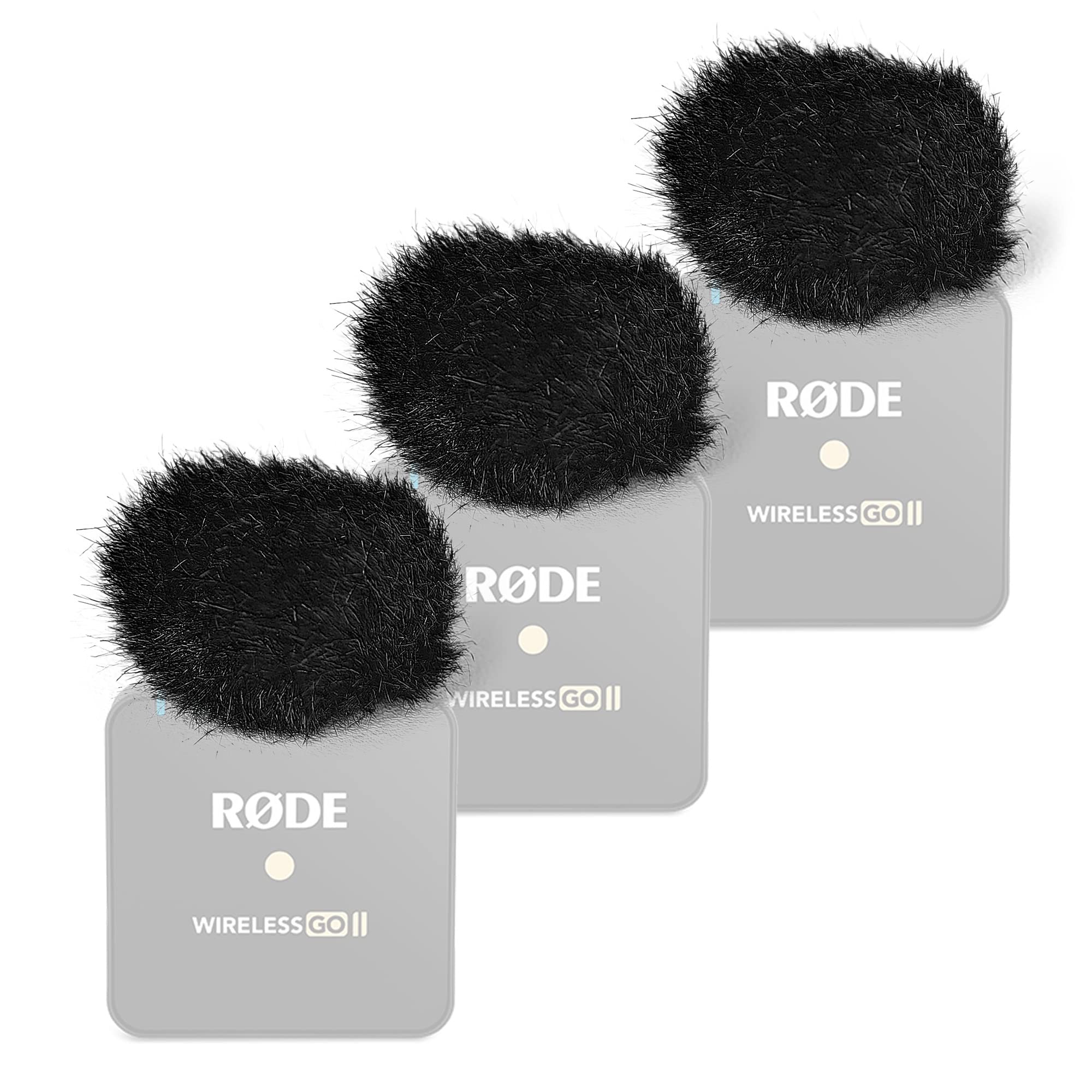 Microphone Deadcat for Rode Wireless Go II Dual Channel Microphone System, Microphone Windscreen Wind Shield Muff Wind Blocker Protection Windjammer 3 Pieces Black