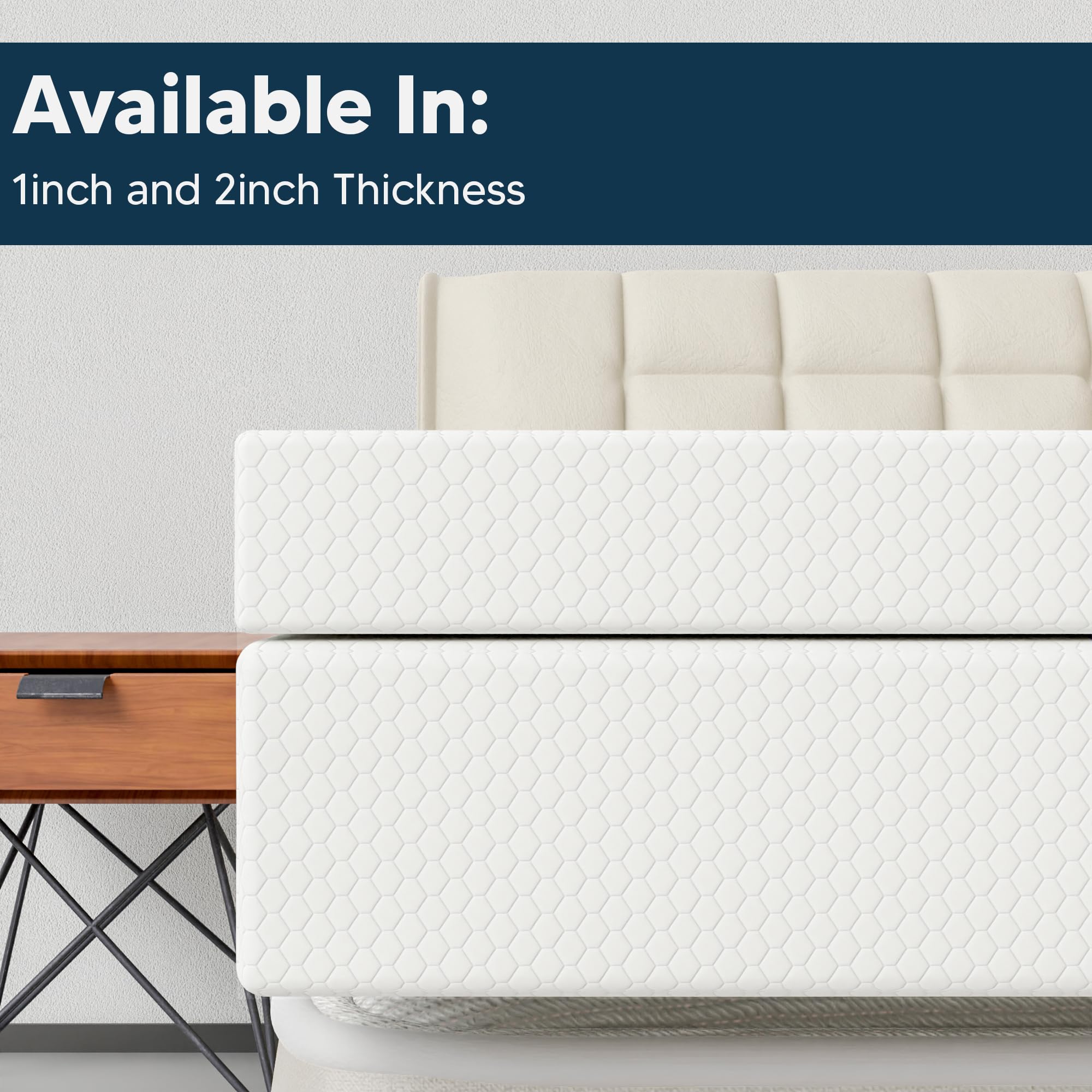 Zutan, 1-Inch Medium Firm Mattress Toppers with Breathable Cover, Cooling Mattress Pad for Back Pain, Soft and Removable, Queen, White