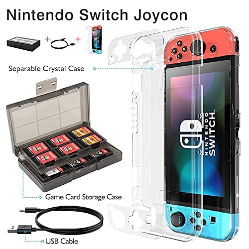 HEYSTOP Compatible with Nintendo Switch Case 23 in 1 Switch Accessories Gift Kit Protective Case Screen Protector Thumb Grip Cap Joycon Charger Wheel Grip TPU Case PlayStand Game Card Box Epic Pack