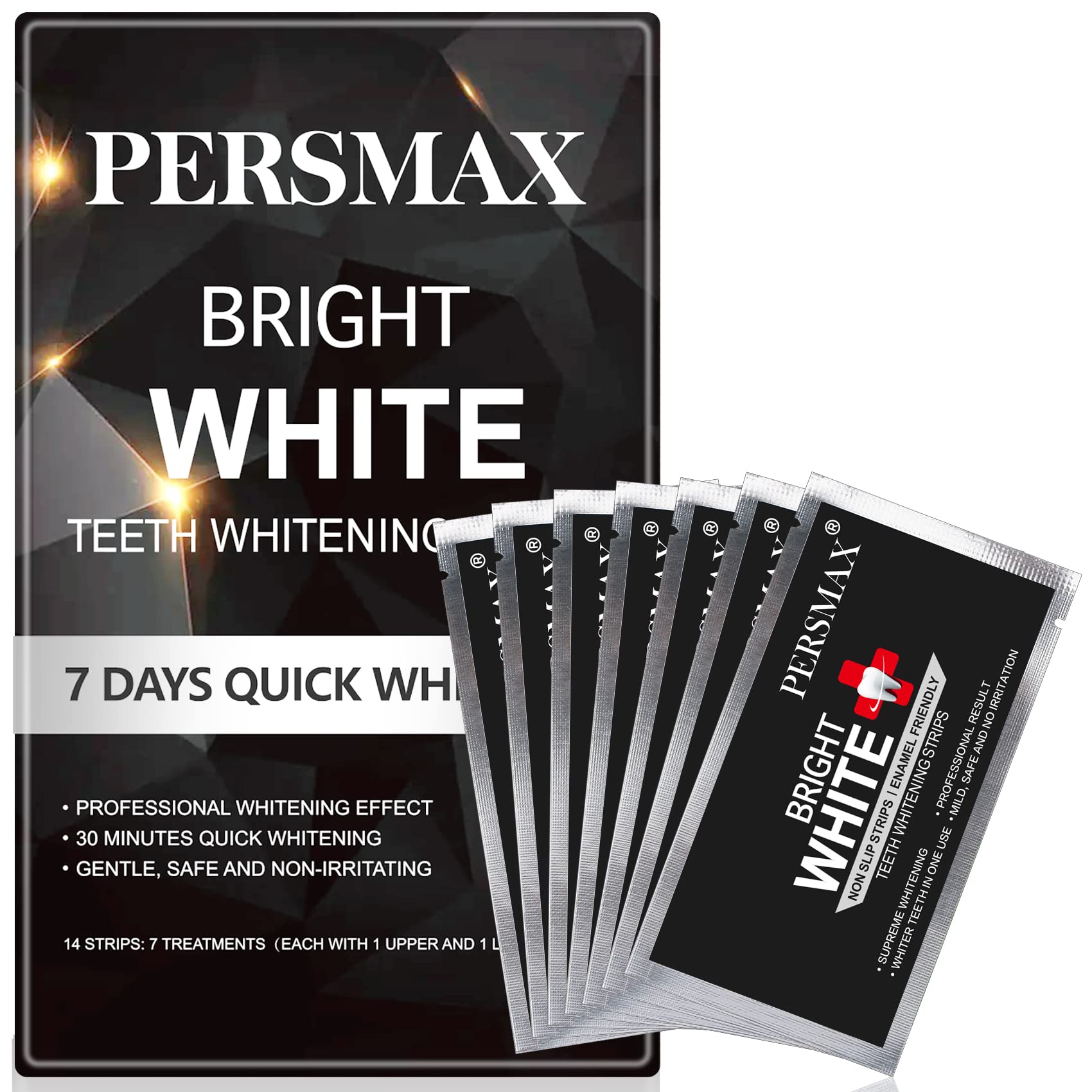 PERSMAX Teeth Whitening Strips, 14 Treatments 28 Strips & Teeth Whitening Strips for Sensitive Teeth 7 Treatments 14 Strips