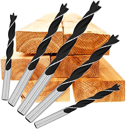 Max-Craft 5/32"-Inch 10Pcs Brad Point Wood Drill Bit Brad and Spur Point Wood Drills with Special Brad-Point tip Drilling for Hardwood or Softwood (5/32-10pcs)