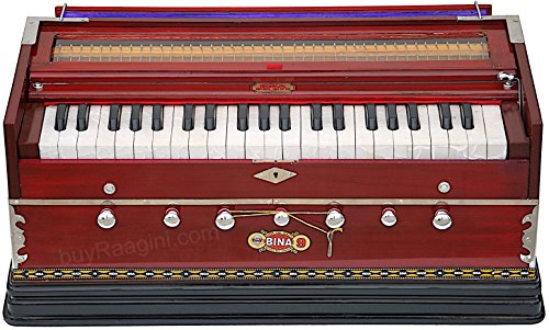 Harmonium, BINA No. 9A, In USA, 7 Stops, 3 1/2 Octaves, Rosewood Color, Coupler, Special Double Reeds, Bag, Indian Musical Instrument (GSB-BCB)