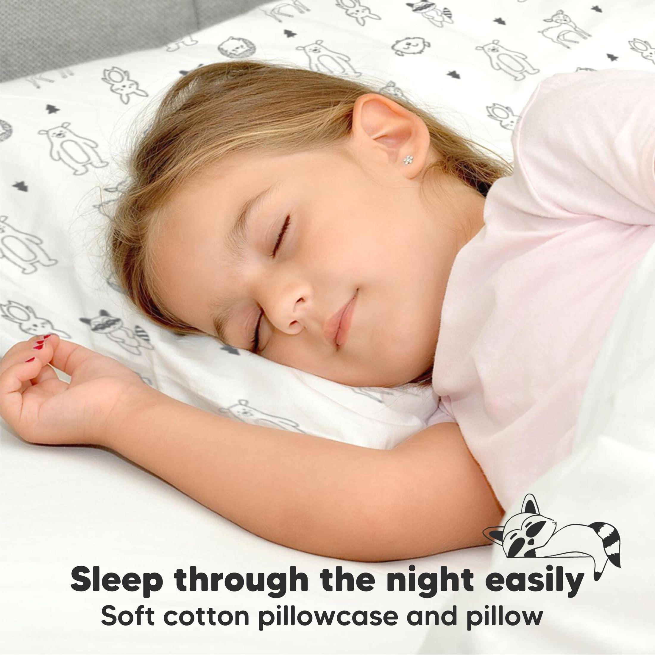 KeaBabies Toddler Pillow with Pillowcase and Toddler Pillow with Pillowcase, Jumbo 14X20-13X18 Soft Organic Cotton Toddler Pillows for Sleeping - Machine Washable Crib Pillow