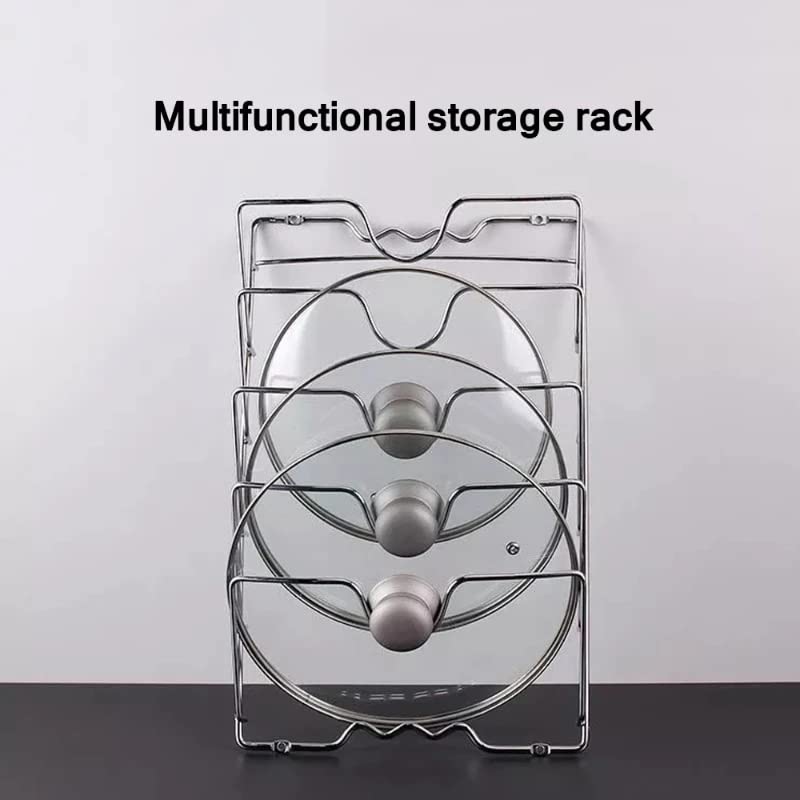 HNKDD Kitchen Organizer Rack Wall Hanging Pot Cover Rack Lid Rust-Free Multifunctional Rack Pot Lid Storage Rack