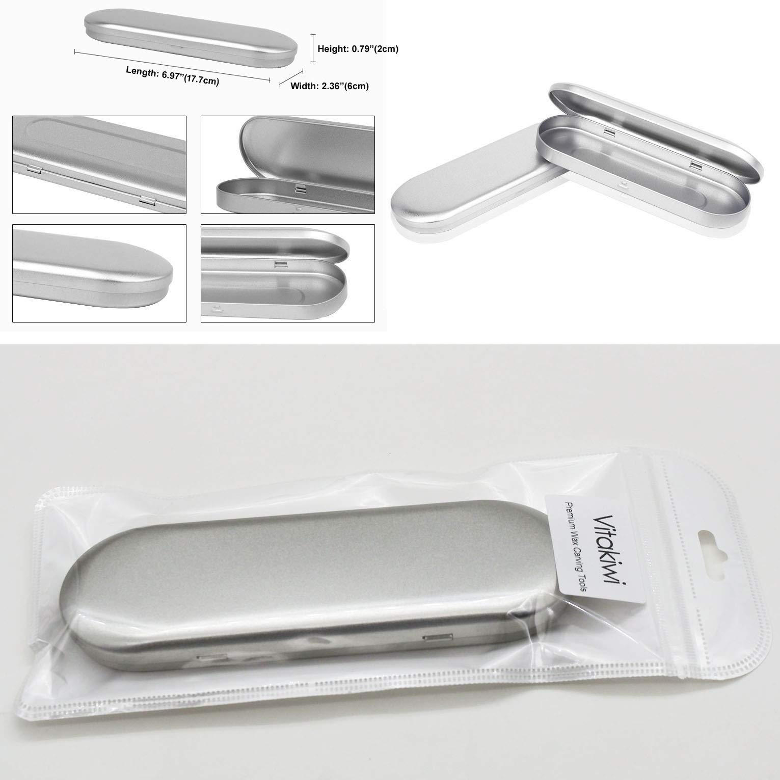 Vitakiwi Wax Carving Rainbow Tool Set with 5ml Silicone Container and Metal Carrying Case
