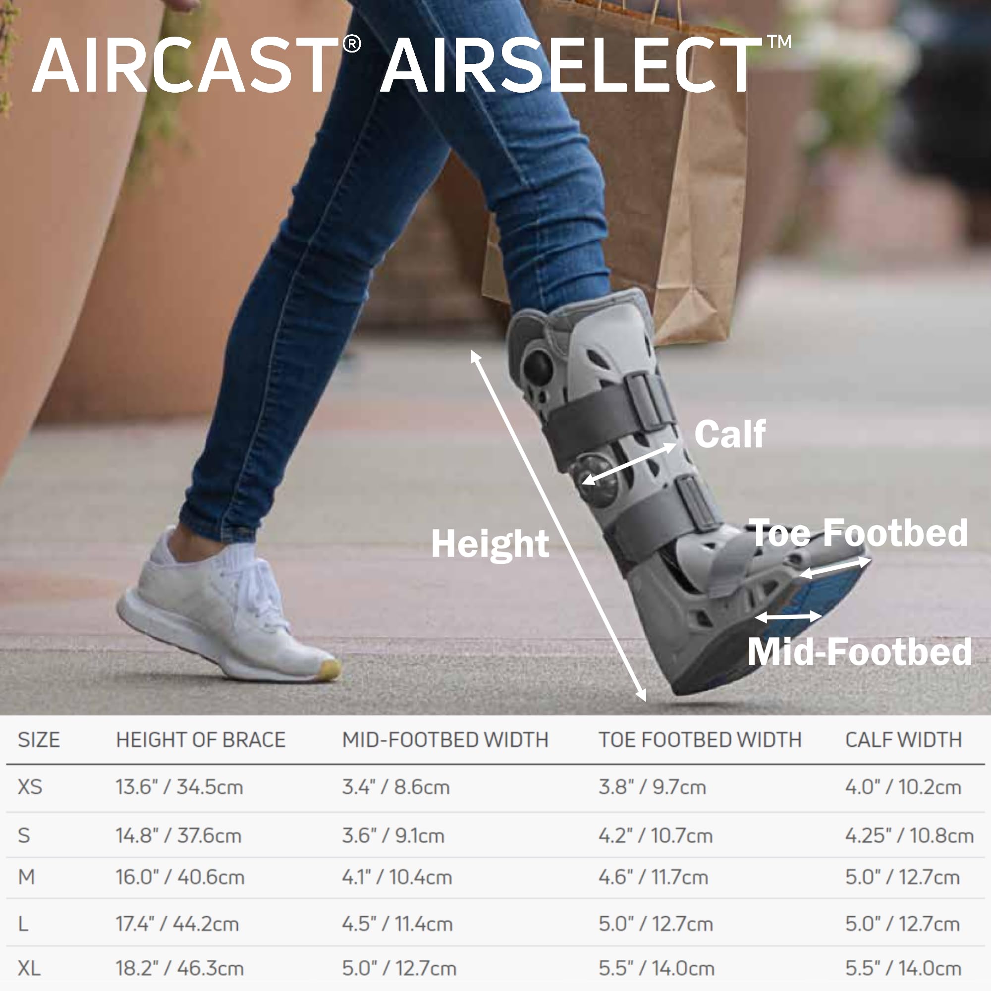 Lumintrail Aircast Walking Boot for Sprained Ankle, Orthopedic Boot, Medical Walking Boot with Air Cast Tube Stretch Boot Sock, Airselect Standard Walking Boot, XL, Bundle with a Drawstring Bag