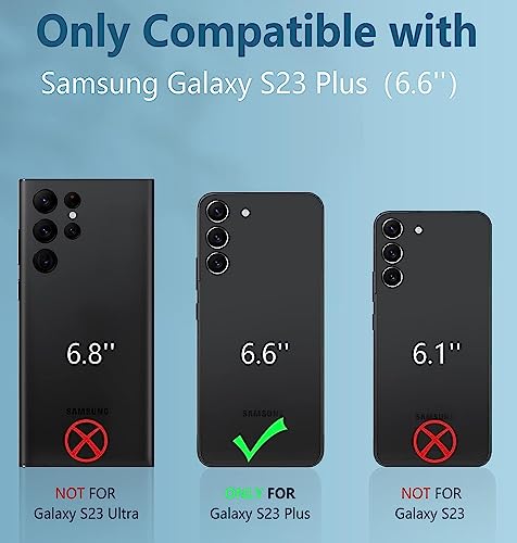 Samsung Galaxy S23 Plus Case with Slide Camera Cover and Screen Protector (6.6-Inch),Military Grade Cover [Screen&Camera Protection][Rotated Ring Kickstand] Heavy Duty Shockproof Protective Case-Blue