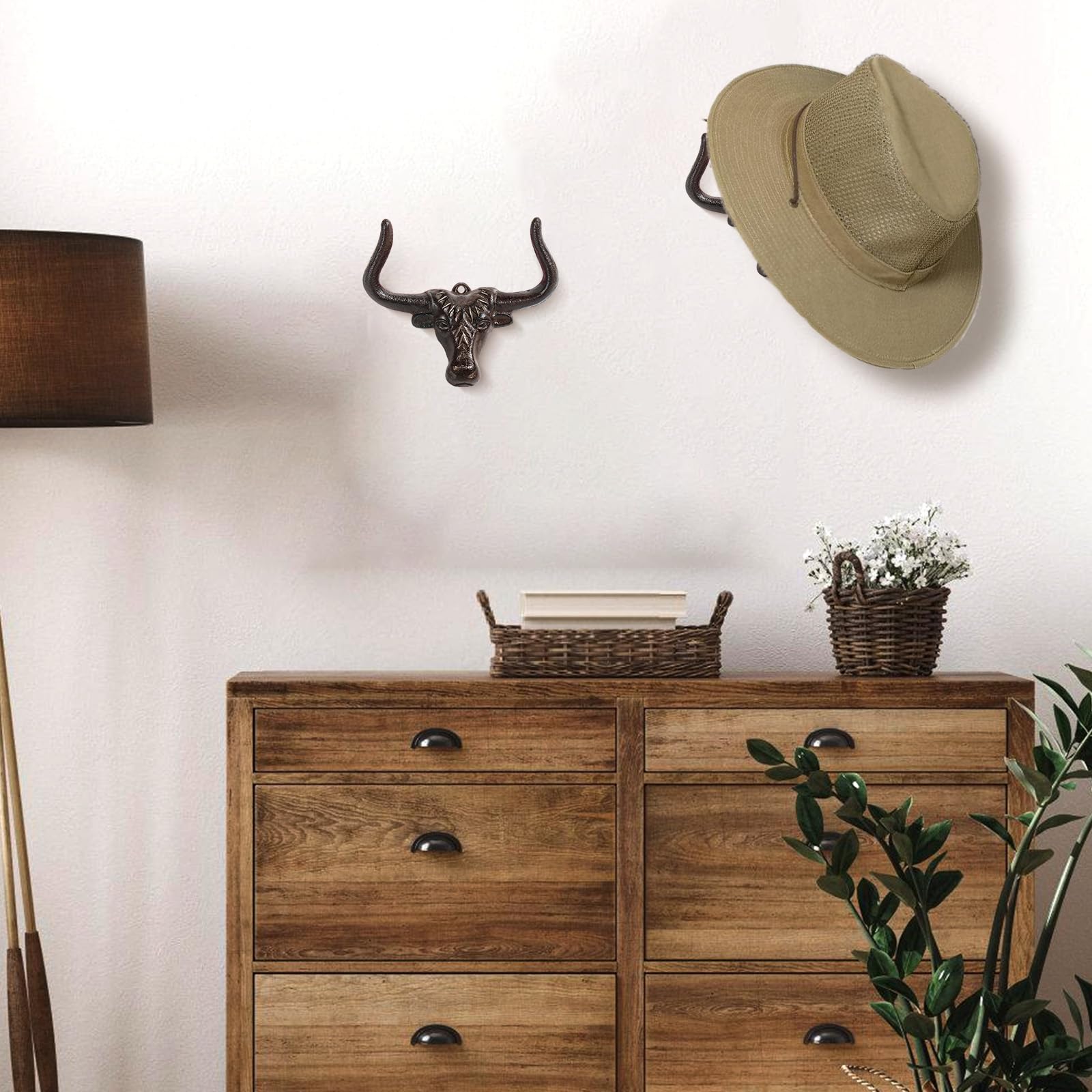 Smelish Cowboy Hat Rack for Wall, 2 Pack Modern Cast Iron Cowboy Hat Holder Cowgirl Hat Hanger, Heavy-Duty Cowboy Hat Holder for Western Walll Decor Storage and Display