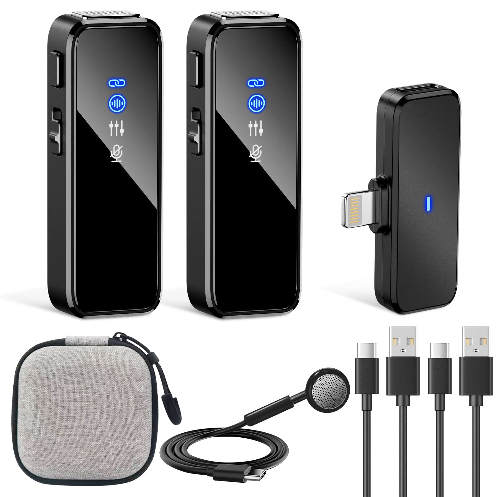 LungSank Professional Wireless Lavalier Microphone for iPhone, Mini Microphone Auto Sync, 2.4GHz Plug-Play Lapel Mic for Recording TikTok YouTube Live Stream