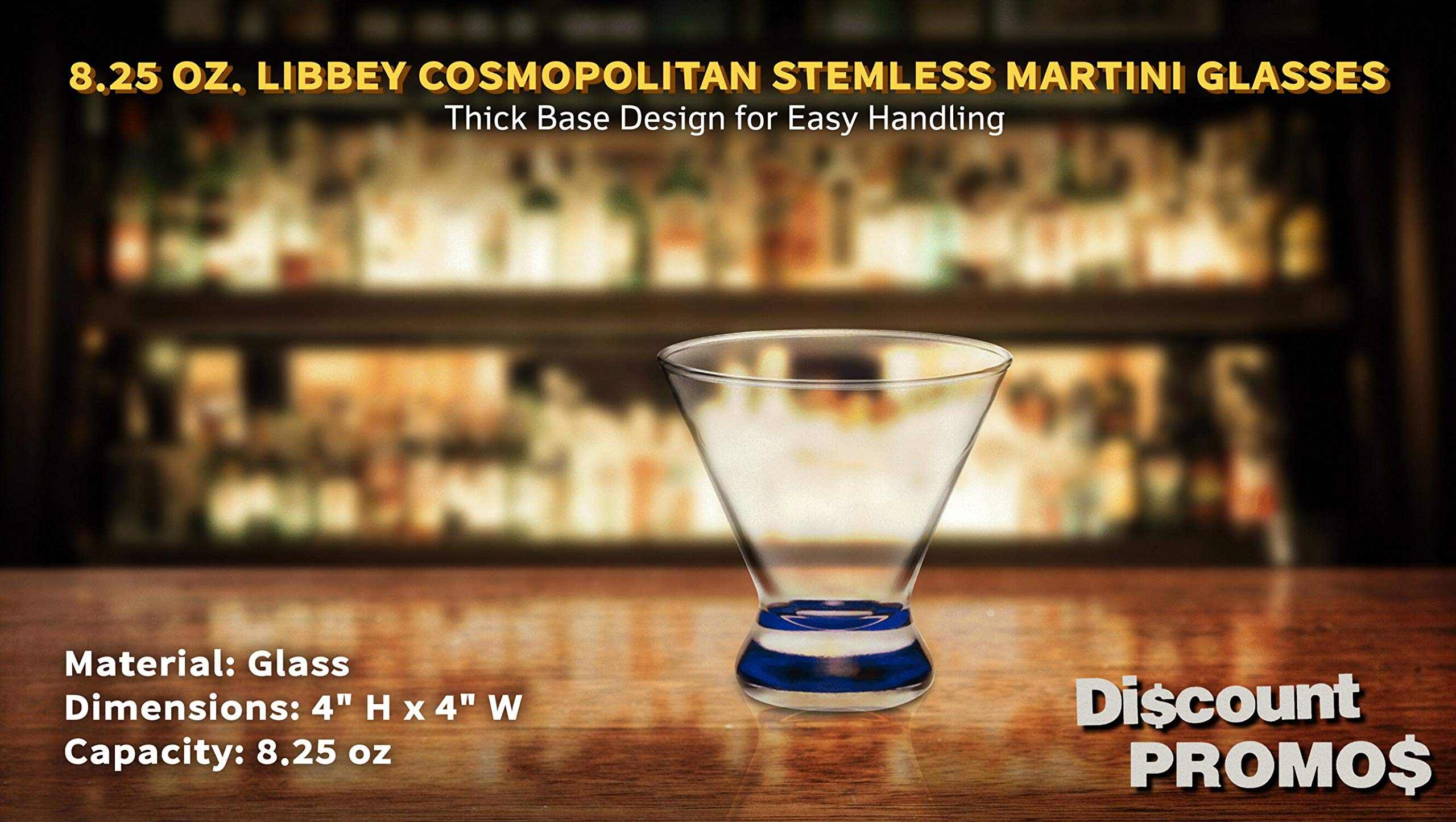 Libbey Martini Glasses 8.25 oz. Set of 10, Bulk Pack - Great for Cocktails, Wedding Favors, Party Favors, Events - Blue