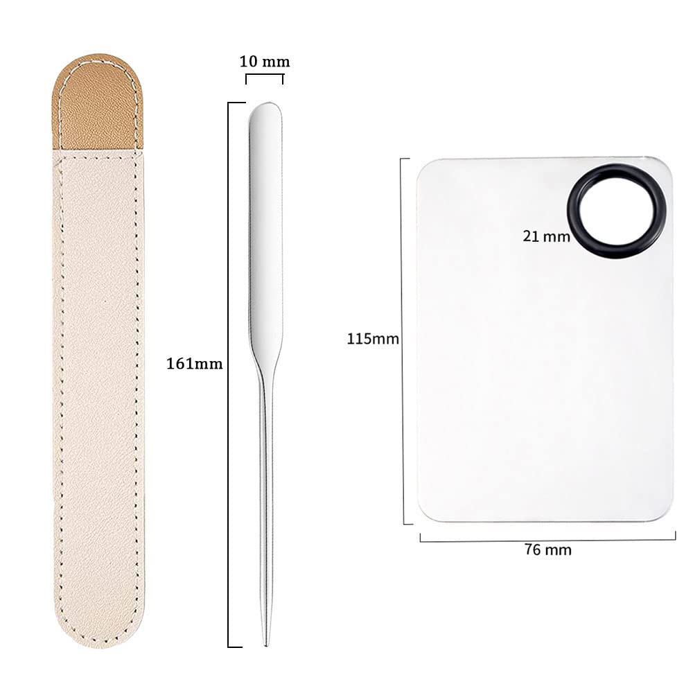 Picasso Spatula Makeup Korean, Stainless Steel Makeup Spatula and Palette Set, Professional Makeup Tool, Korean Picasso Makeup Spatula(Spatula+Palette+Leather Cover)