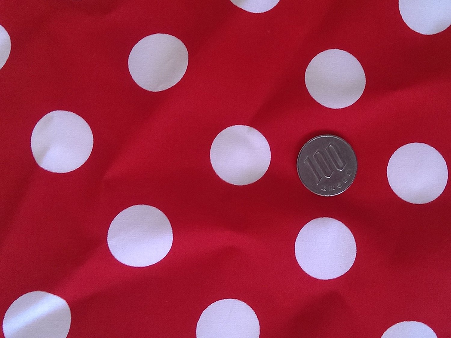 布人倶楽部(Fujin Club) Broad Polka-dot Print 日本製(Made in Japan) 42.5 inches (108 cm) Width (red, 59.1Inches)