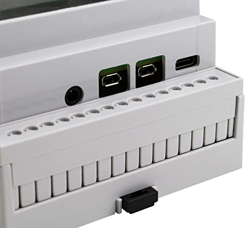 Raspberry Pi 4B Enclosure, DIN Rail Mount, Gray Polycarbonate Material, for Use with The Raspberry Pi 4B+ Single Board Computer (Gray Lid)