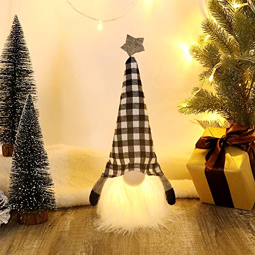 HAUMENLY Christmas Gnome Lights, Gnomes Christmas Decorations 6 Hours Timer, Christmas Gnome Decor Home Party Decoration - 11x4 Inches, Pack of 2