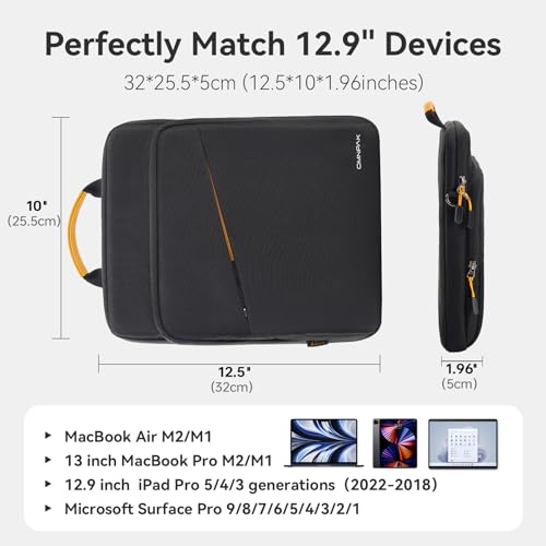 Omnpak 12.9 inch iPad Bag Tablet Sleeve Bag Carrying Case Tablet Shoulder Bag with Storage Pockets Fits iPad Pro 12.9 M2, iPad 10th/9th Generation, Surface Pro 7+/7/6/5/4/3
