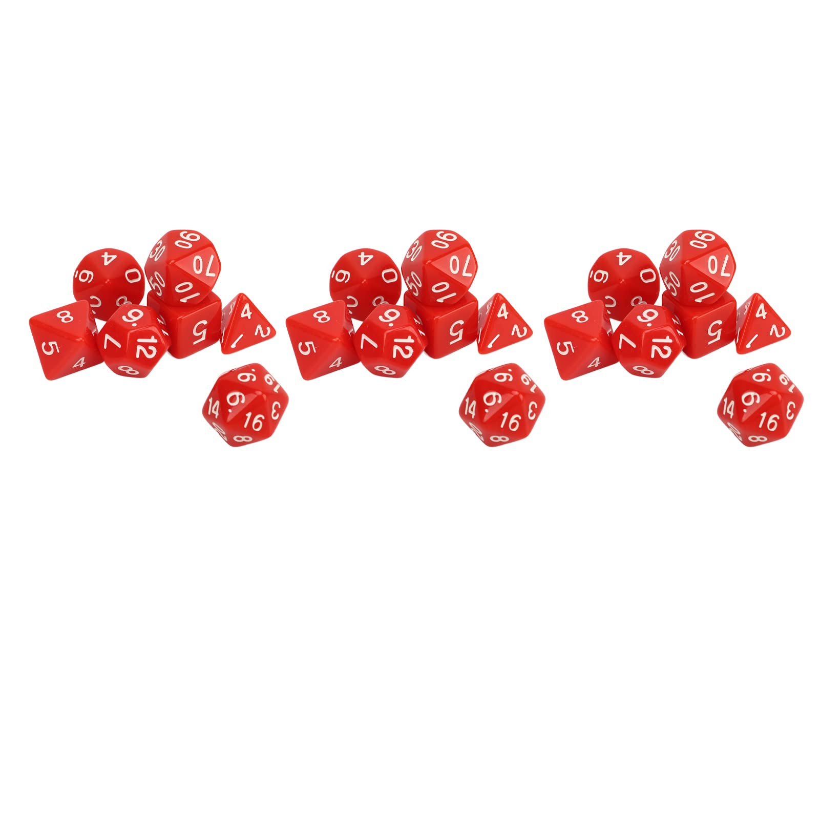 Naroote Polyhedral Dice Antirust Waterproof Multisided Dice Set 21pcs Portable Practical for Board Games (Red)