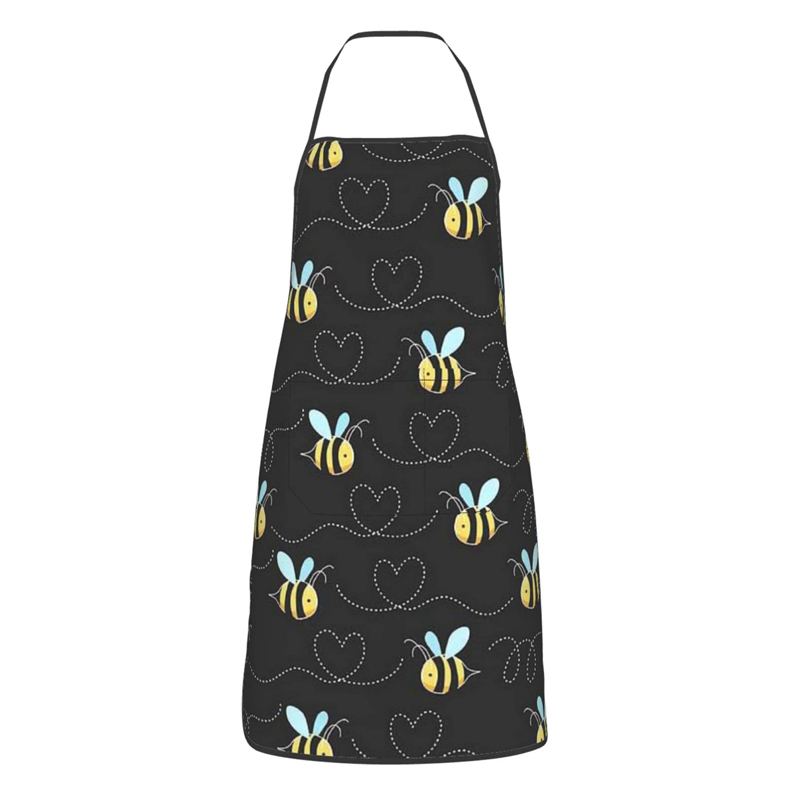 MuMuYun Bumble Bees Kitchen Apron, Kitchen Cooking Aprons with Pockets Aprons for Men Women, Black, 20W x 28L