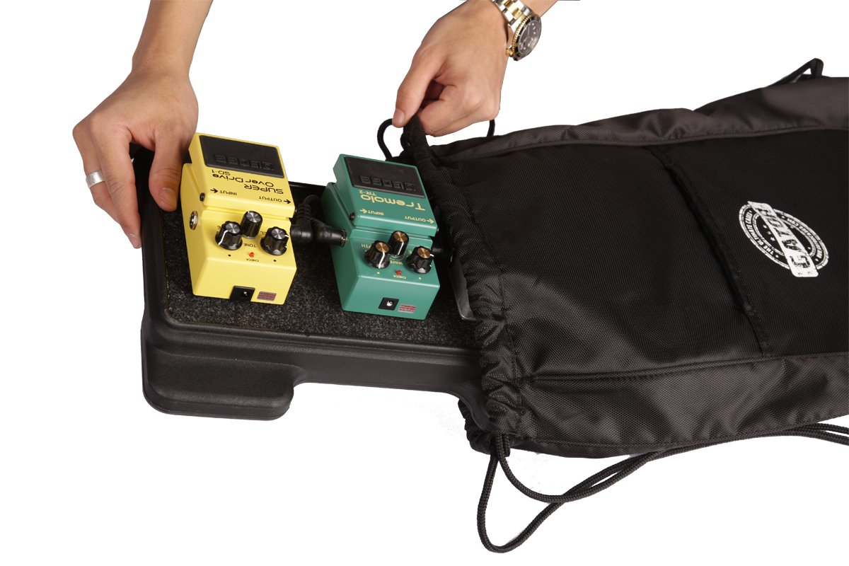 Gator Cases Mini Bone Rotationally Molded Polyethylene Guitar Pedal Board with Cinch Style Carry Bag; USA Made, 12.5" x 6" x 2" (G-MINI BONE)