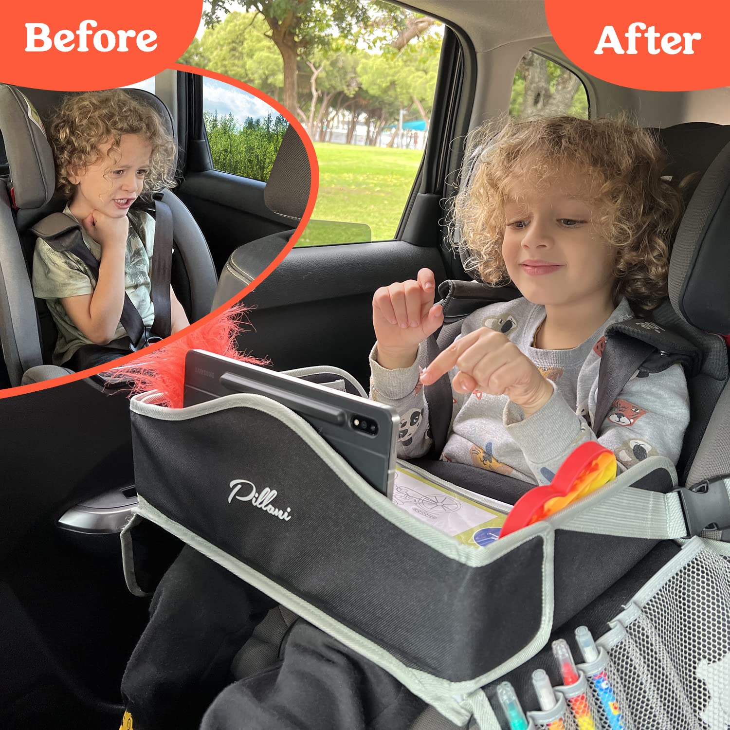 PILLANI Travel Bundle: Baby Backpack & Car Seat Tray for Kids