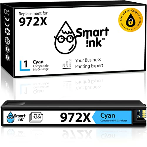 Smart Ink Compatible Ink Cartridge Replacement for HP 972X 972 X (Cyan) to use with PageWide Pro 477dw 577dw 452dw 477dn 452dn 577z 552dw P55250dw Printers