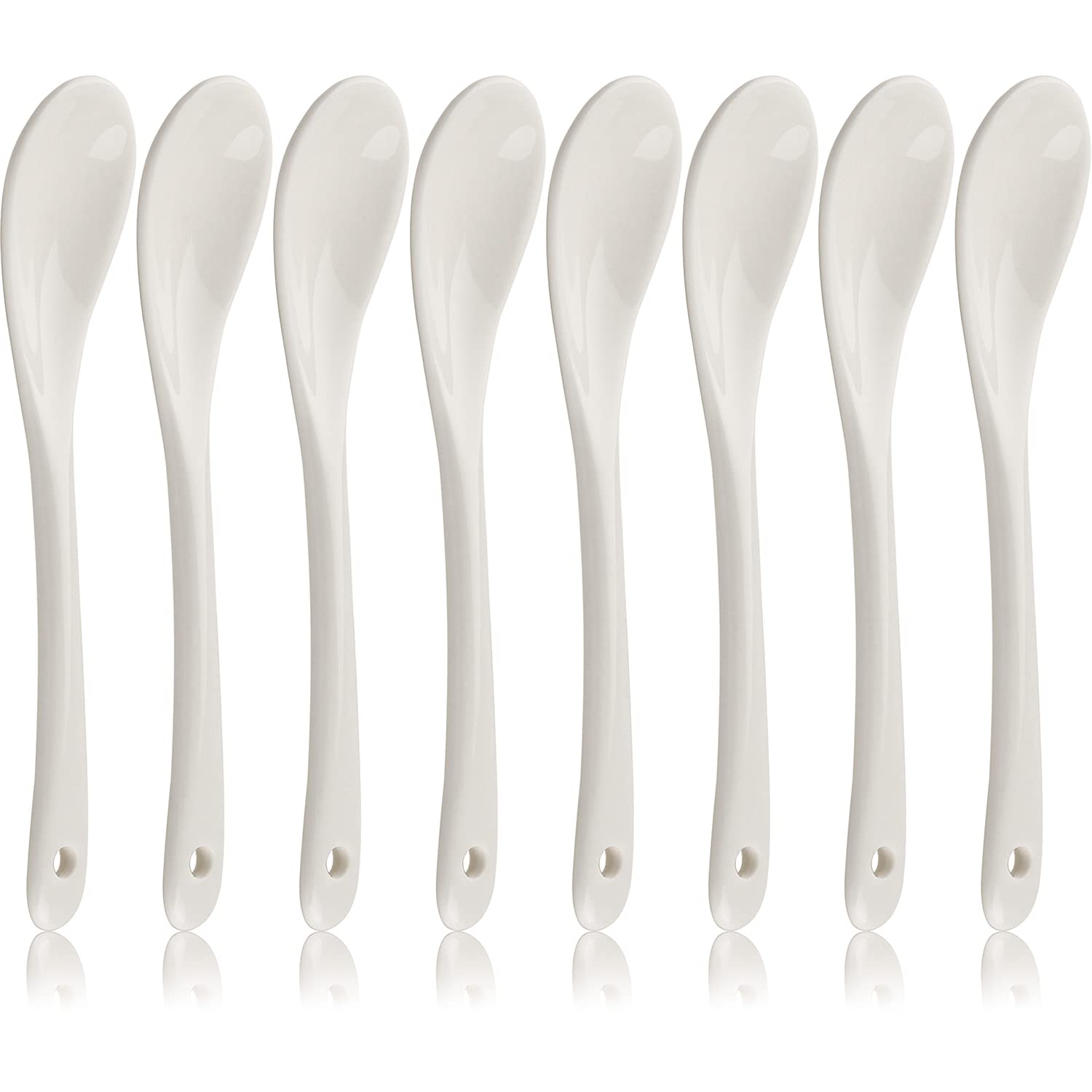 Leegg Porcelain Egg Spoons Ceramic Spoons Set of 8 Tea spoon Teaspoons for Coffee, Tea and Desserts Spoon