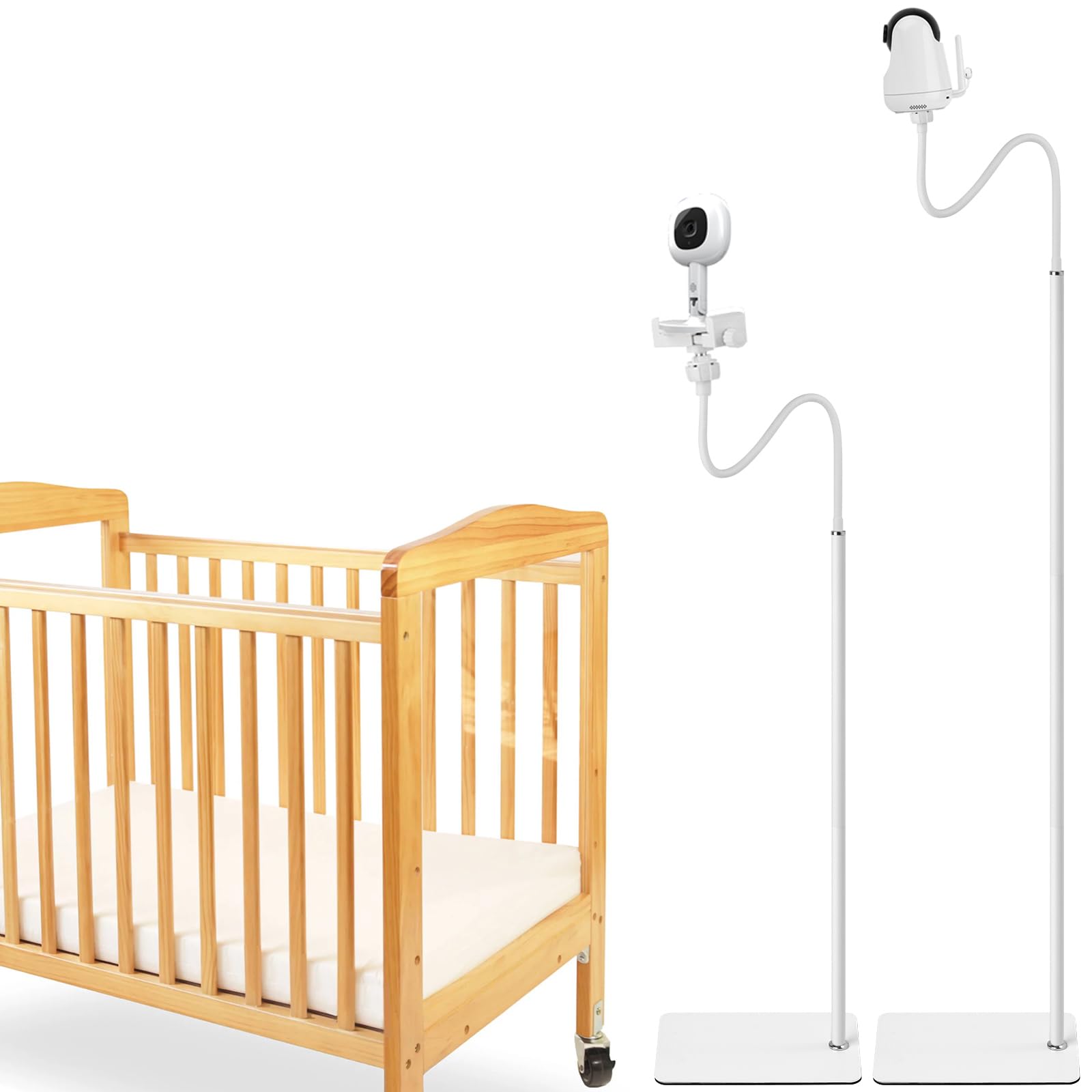 iTODOS Baby Monitor Floor Stand Holder Compatible with VAVA,Hipp,Nanit Pro Smart Baby Monitor & Flex Stand Baby Monitor,Keep Baby Away from Touching,Strong and Heavy Metal Materials,More Safety