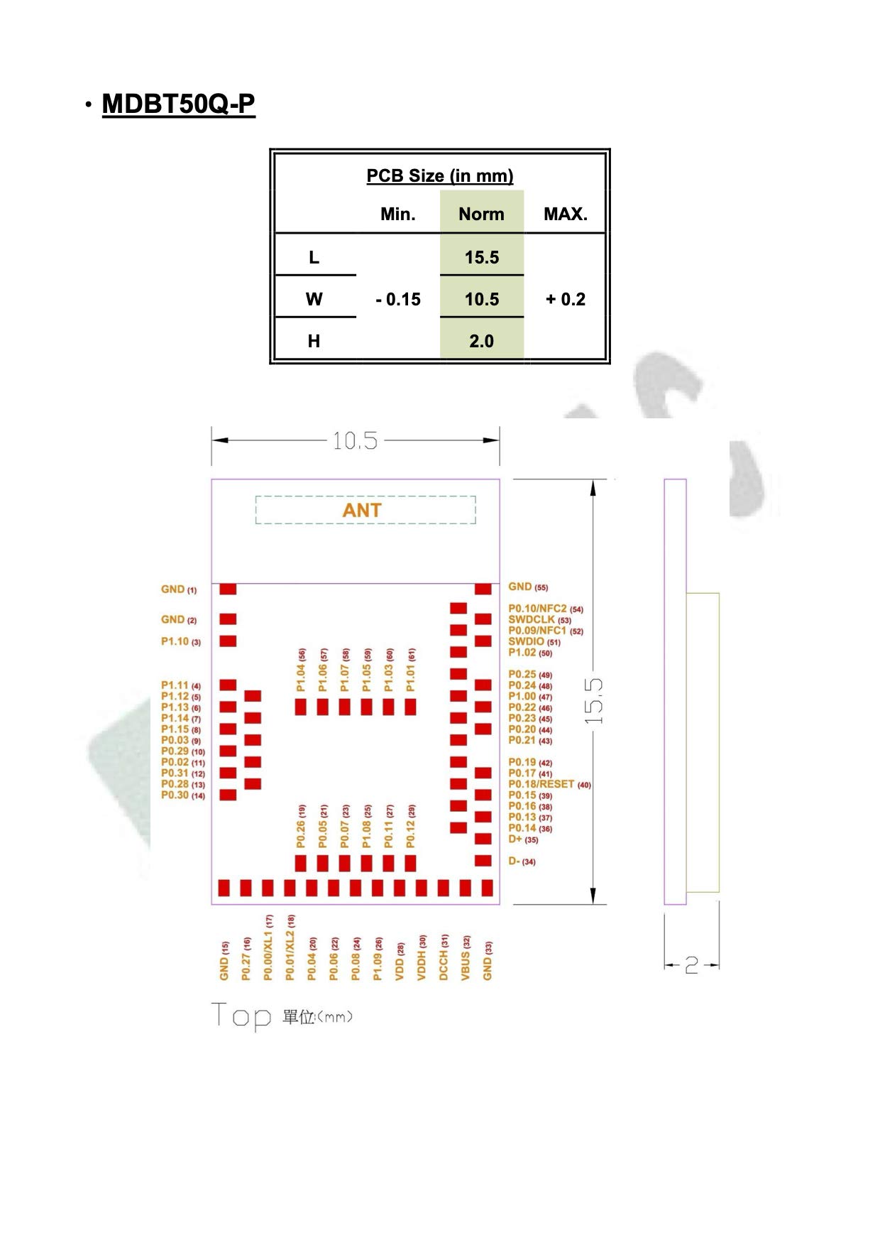 MDBT50Q-P1MV2 Nordic nRF52840 Solution PCB ANT 48 GPIO Bluetooth Module BT5.2 FCC IC CE Telec KC SRRC (3pcs Pak)