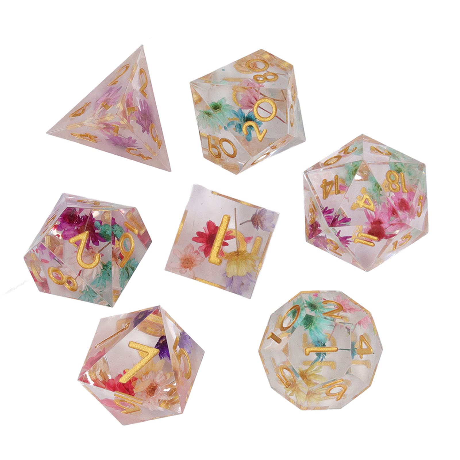 Luqeeg 7 Pcs Role Playing Game Dices, Semitransparent Resin Dice Set, Exquisite Polyhedral Dice for Holiday Party Bar, Portable Balance Rolling Dice for Board Game, Table Games