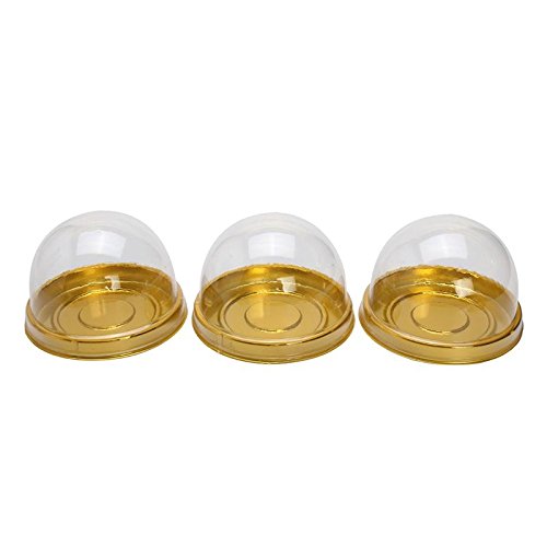 Katoot@ Gold Black Clear Plastic Mini Cupcake Boxes 50Pcs/Set Cake Packing Boxes Muffin Pod Dome Box Wedding Birthday Gifts Boxes (Gold)