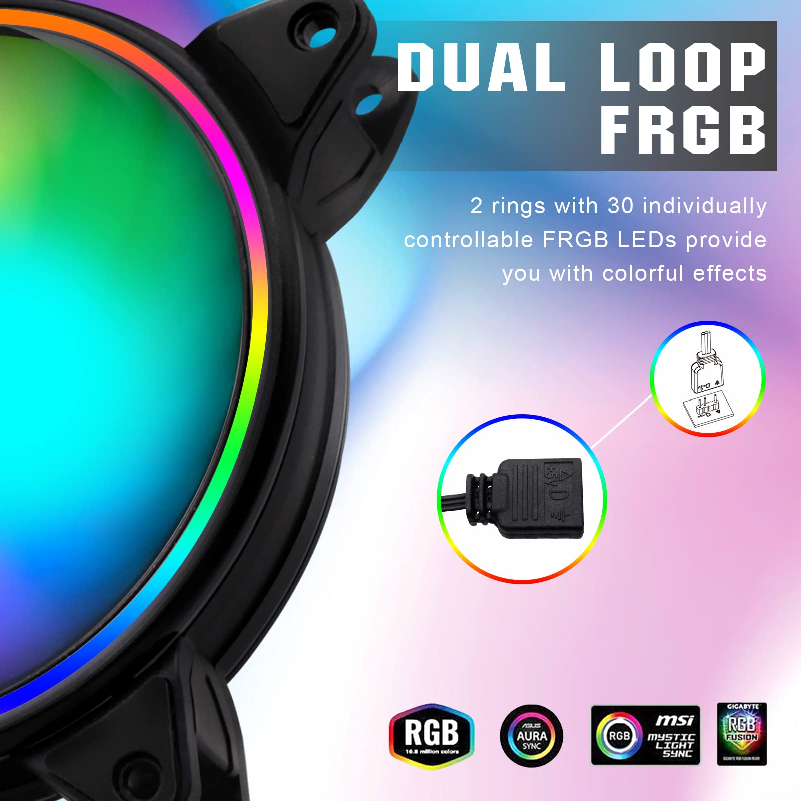 PCCOOLER 140mm Fan Dual Light Loop Series, Premium 140mm RGB PWM Fan, ARGB 3-Pin PC Fan - High Performance Silent Computer Cooling Fan with Hydraulic Bearing - 140mm Case Fan for PC Cases
