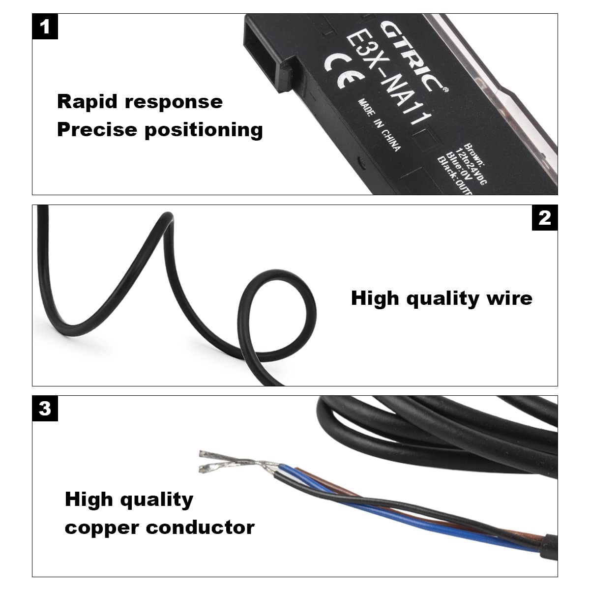 Paialu Optical Fiber Amplifier, E3X-NA11 Fiber Optic Sensor Photoelectric Sensor - for Relay Amplification, Long-Distance Optical Communications Diffuse Induction Photoelectric Switch