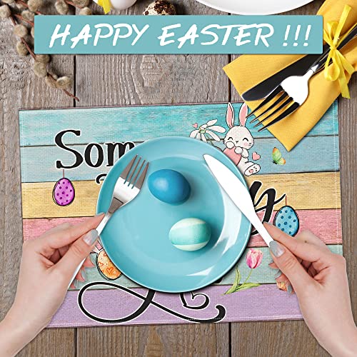Pinata Easter Placemats, Easter Decorations - Placemats Set of 6 Kitchen Decor, Bunny Place Mats for Dinner Party Decoration, Rectangle Peeps Truck Hip Hop Table Mats12x18inch Spring Decor